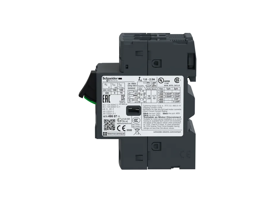 Guardamotor magnetotÉrmico 16-25a >100ka en schneider gv2me07