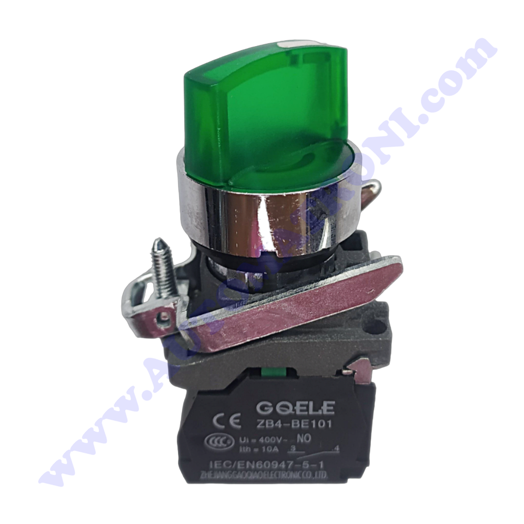 Selector luminoso verde 2 posiciones 1na mane gqele gxb4bk2361
