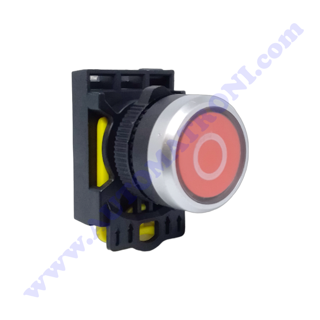 Pulsador plastico rasante 22mm rojo "o" 1nc gqele la115a501b2