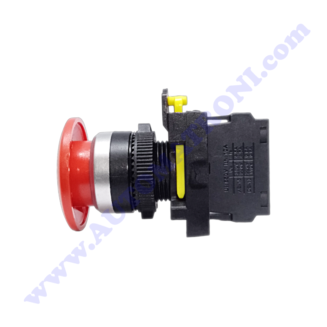 Pulsador plast rojo tipo hongo 1nc 22mm bisel gqele la115a501m