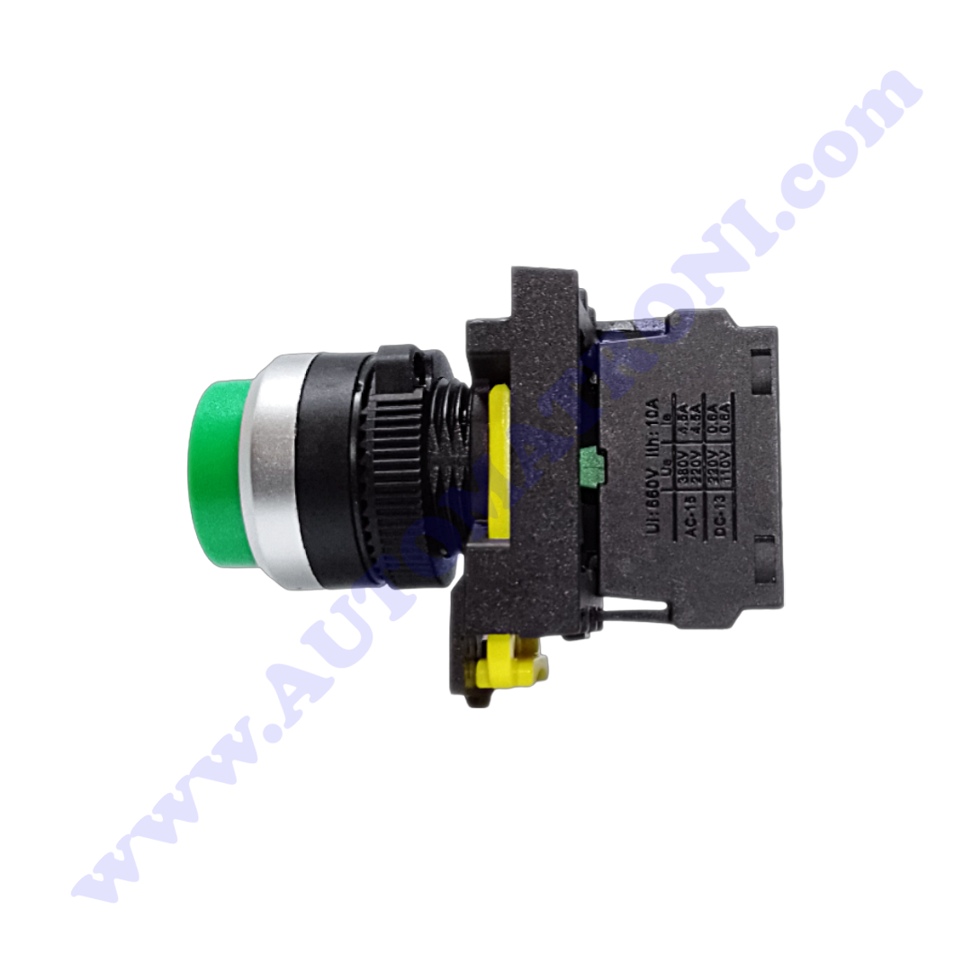 Pulsador plastico saliente 22mm verde 1na bis gqele la115a510h